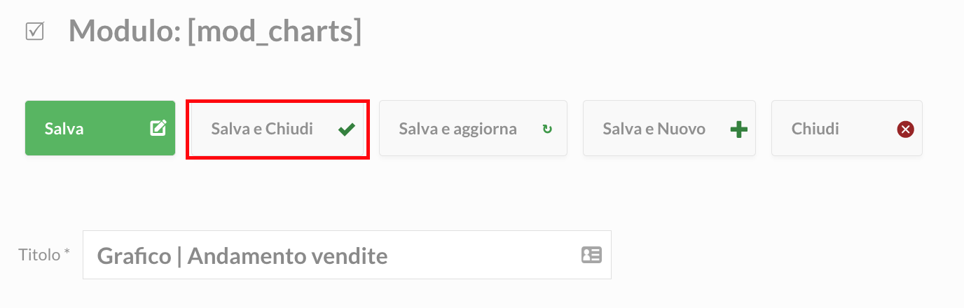 Configurare Modulo Charts | Docs Visionbox