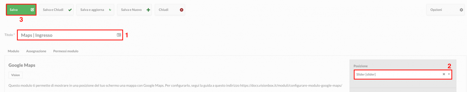 Configurare Modulo Google Maps | Docs Visionbox