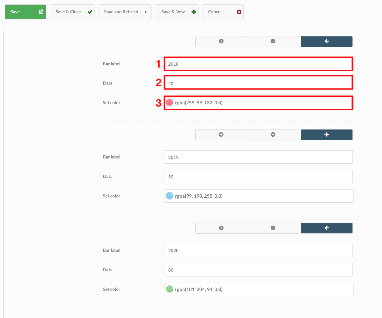 Charts Module Configuration | Docs Visionbox