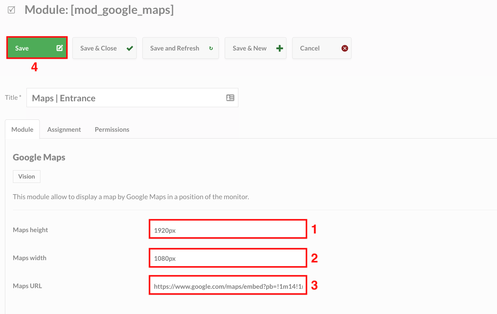Configure Google Maps Module | Docs Visionbox